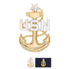 US Navy Senior Chief Petty Officer (SCPO E‑8) Cap Device – Silver "USN ...