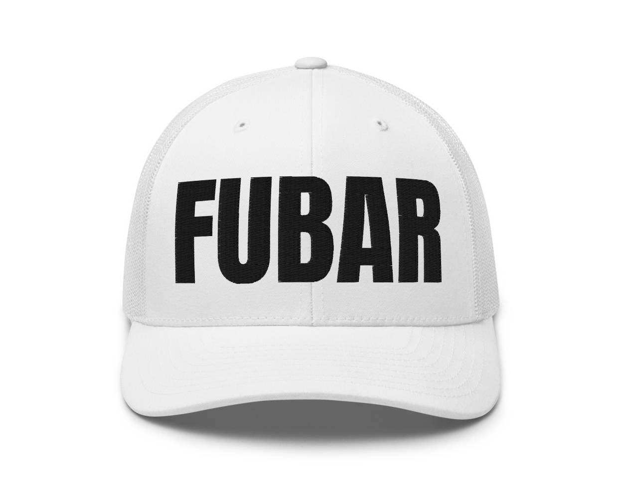 FUBAR "F%#@ed Up Beyond All Recognition" Black Text Embroidered Cap