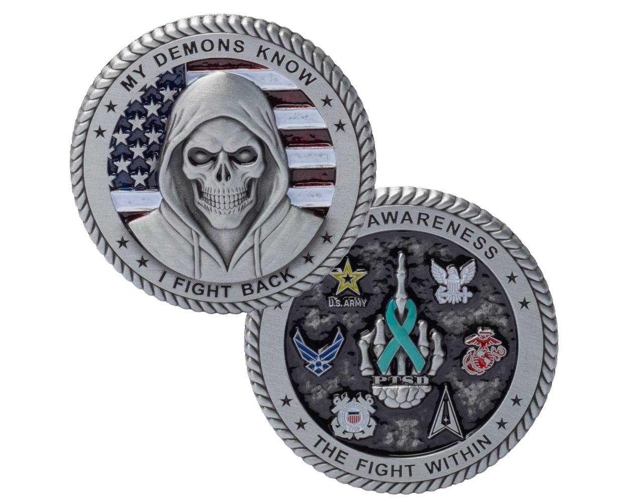 The Fight Within PTSD Challenge Coin | Military PTSD Awareness Coin