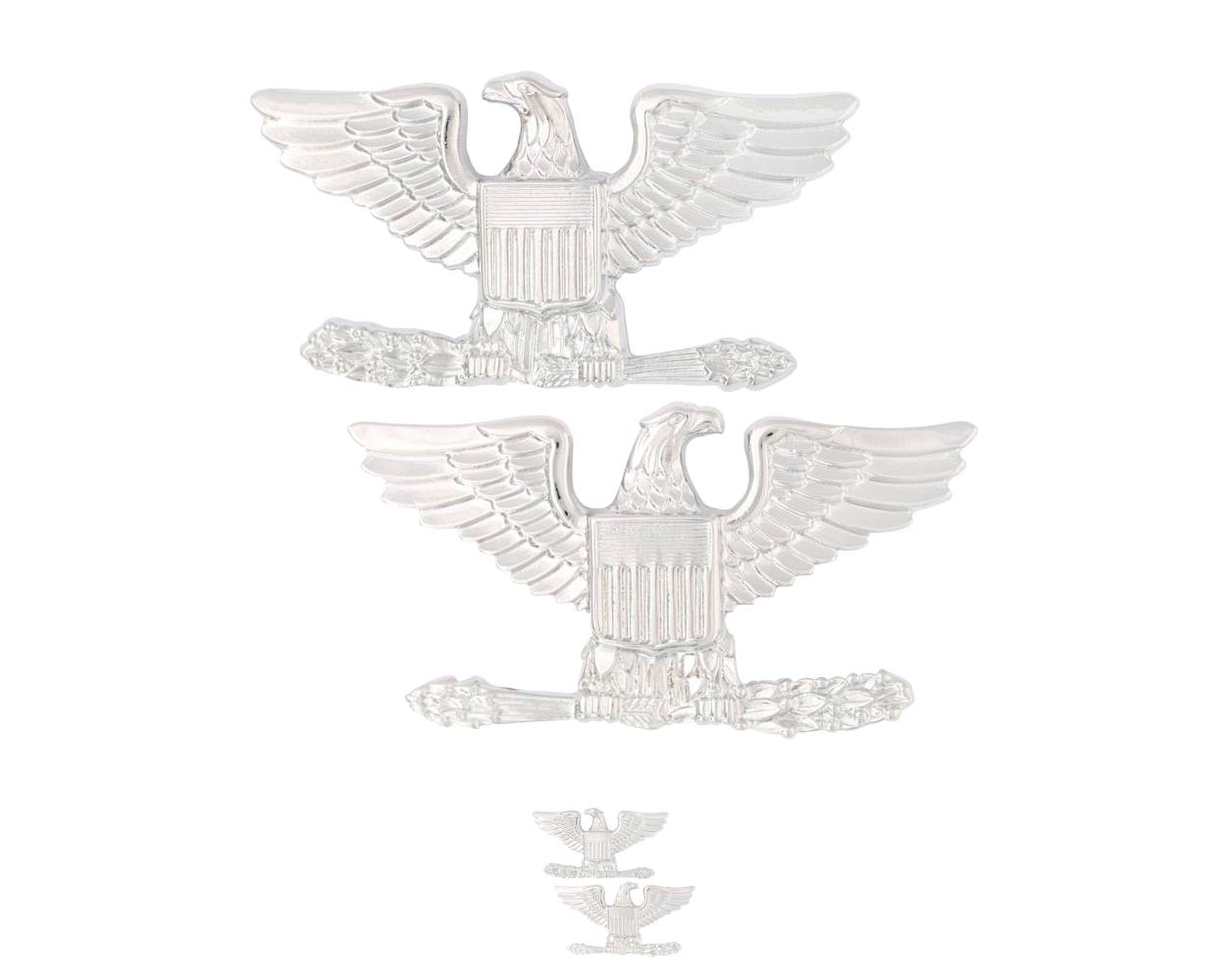 USMC Colonel (O‑6) Eagle Badge – Silver Coat & Collar Device Pair