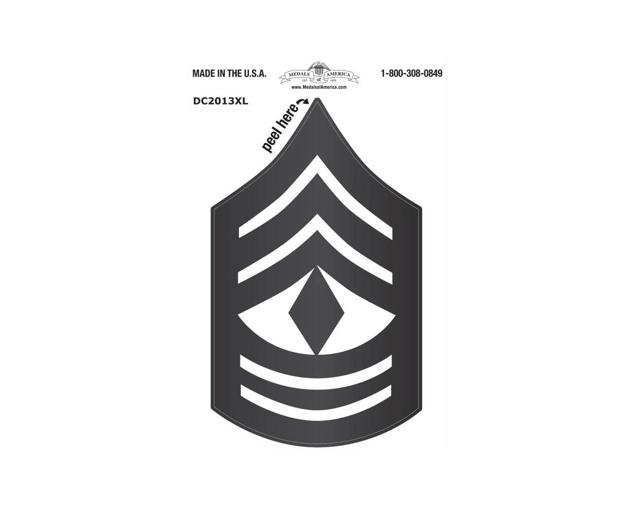 USMC First Sergeant Black Metal Rank Decal 12 Inch