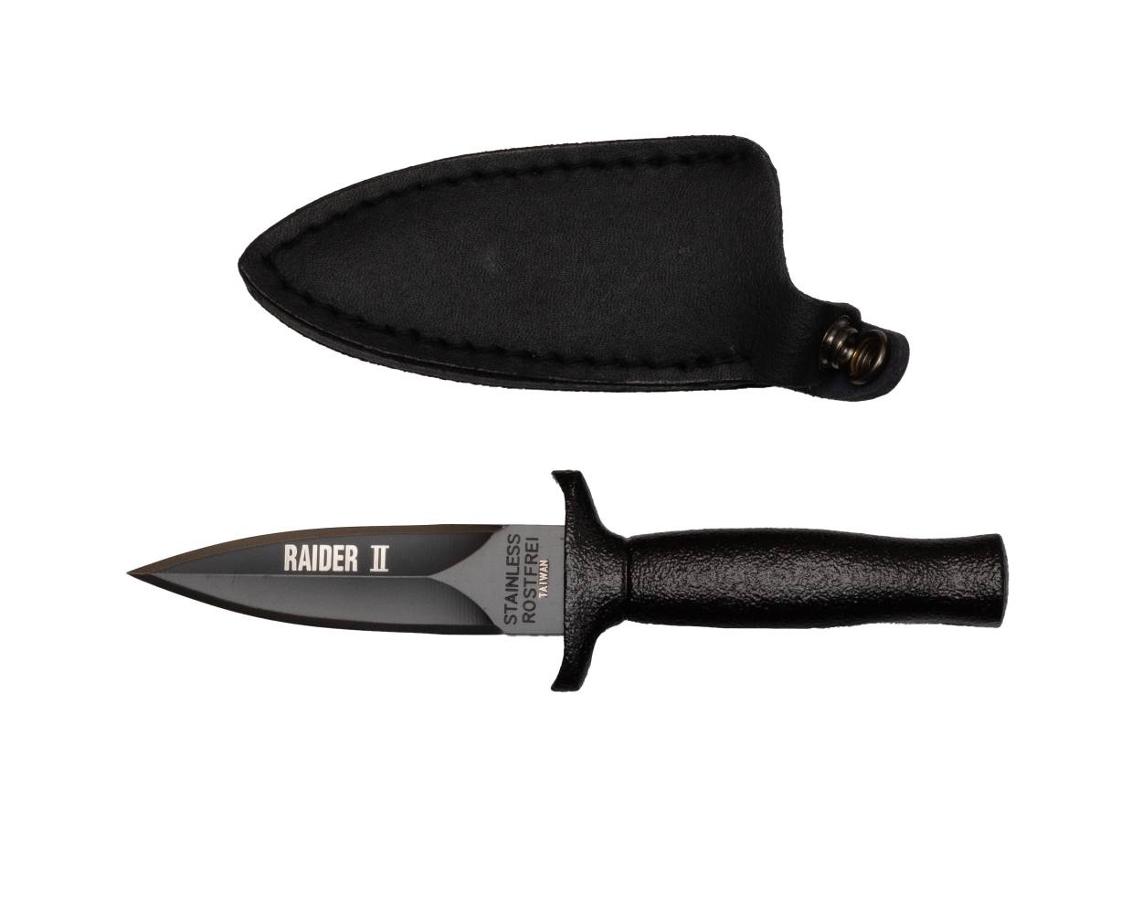 Black Raider II Boot Knife – 6½″ Dagger‑Style Matte‑Black Stainless Blade