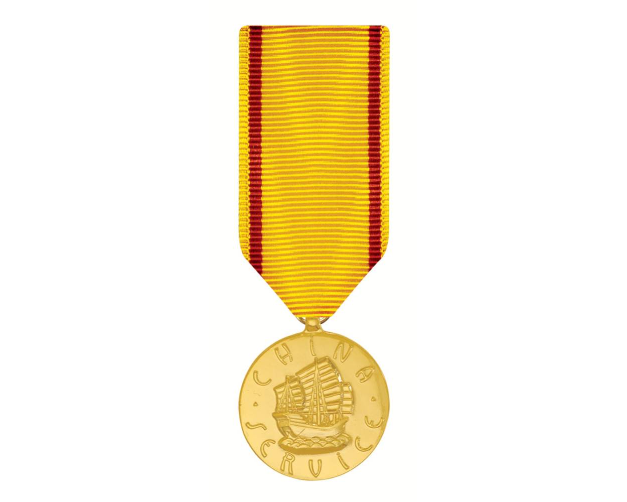 China Service Medal Miniature Anodized Navy