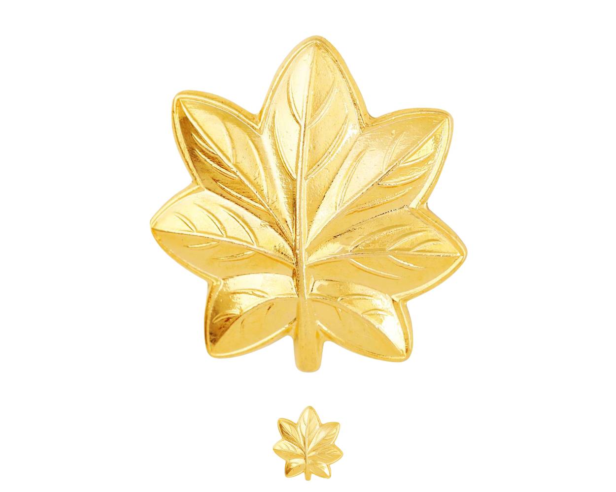 USMC Major (O‑4) Gold Oak Leaf Insignia – Shoulder & Mini Pin Pair