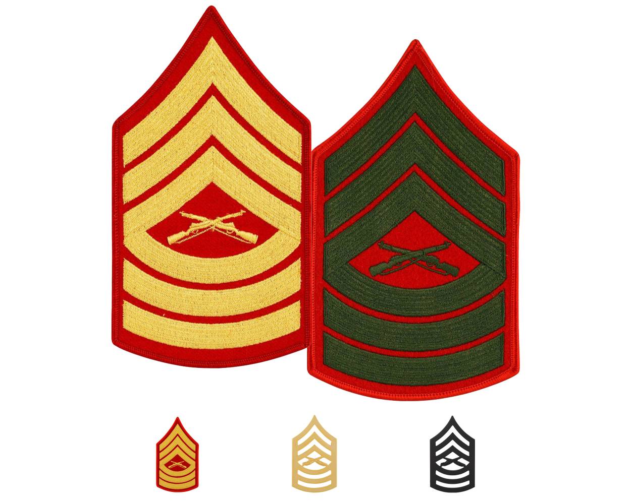 USMC Gunnery Sergeant (GySgt E‑7) Chevron Insignia – Cloth & Metal Options