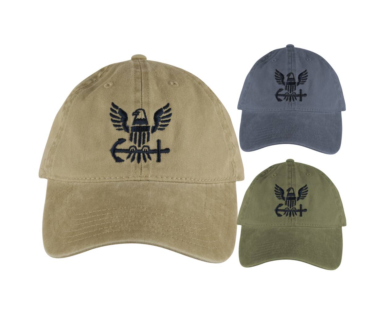 Distressed Unstructured Navy Logo Dad Cap