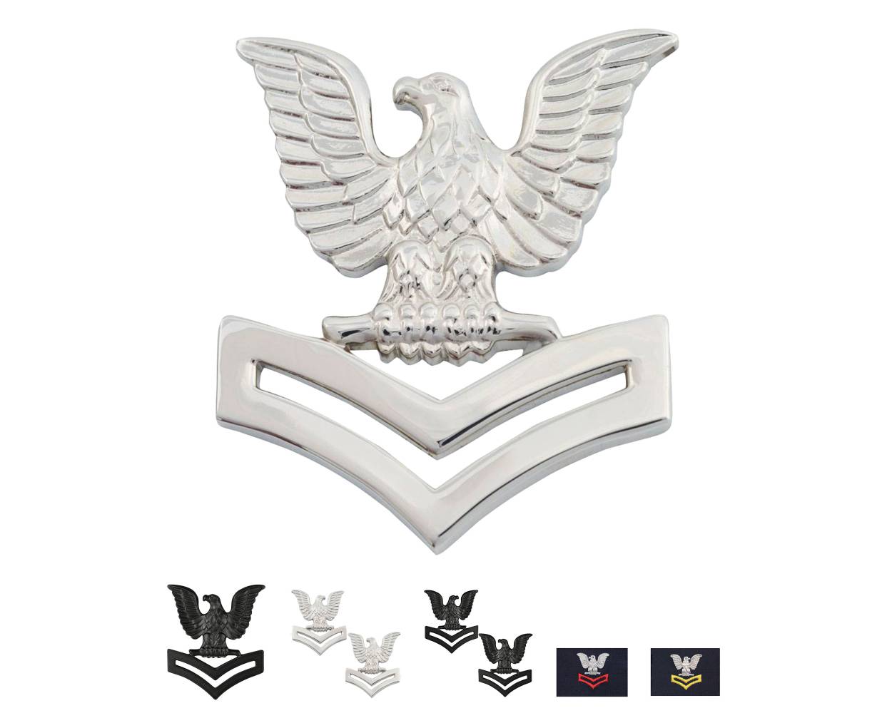 US Navy Petty Officer Second Class (E‑5) Rank Devices – Mirror, Black ...