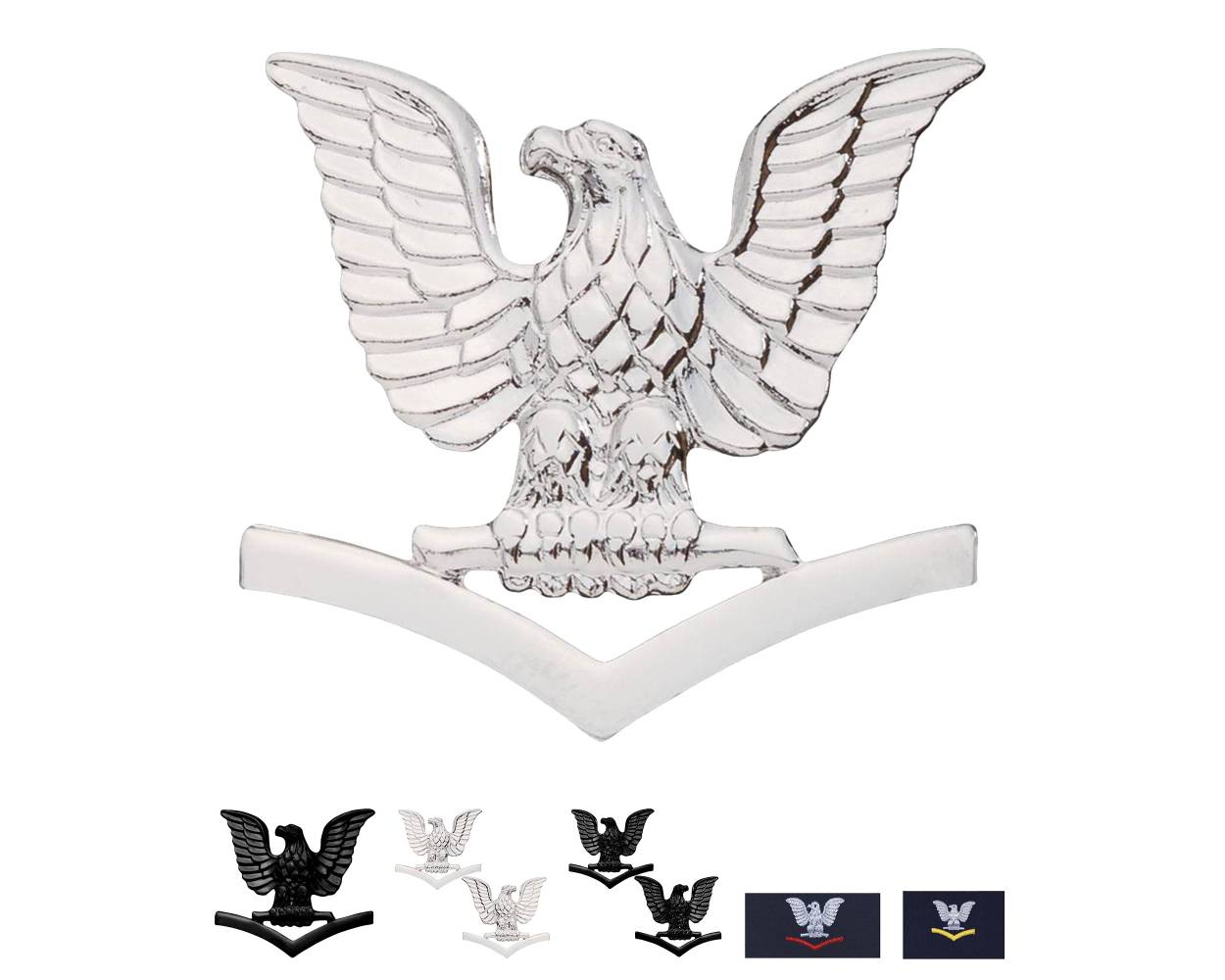 Navy Petty Officer Third Class (PO3/E‑4) Rank Devices – Mirror, Black ...