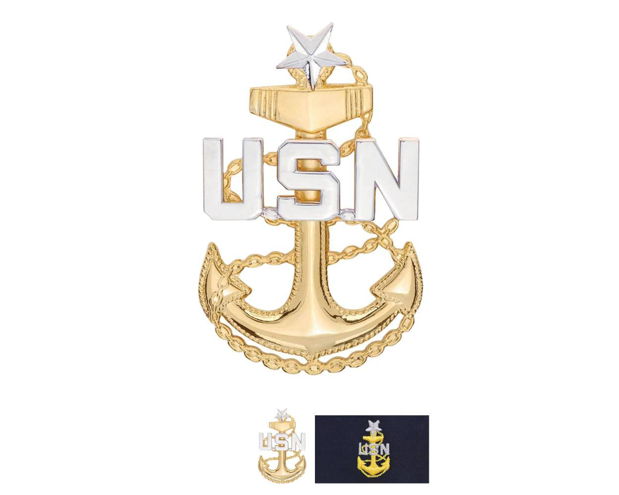 US Navy Senior Chief Petty Officer (SCPO E‑8) Cap Device – Silver "USN ...
