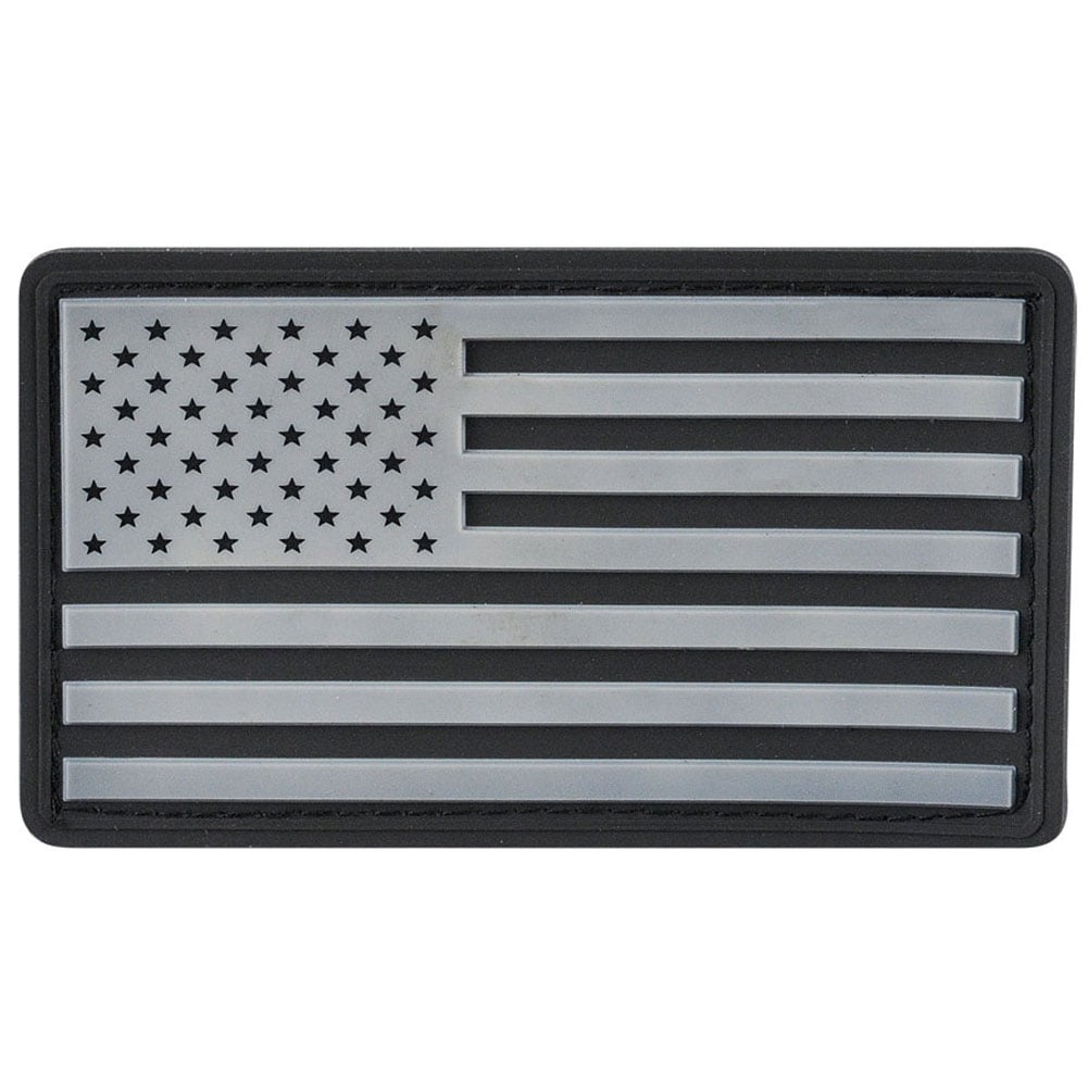Black and Silver PVC US Flag Patch